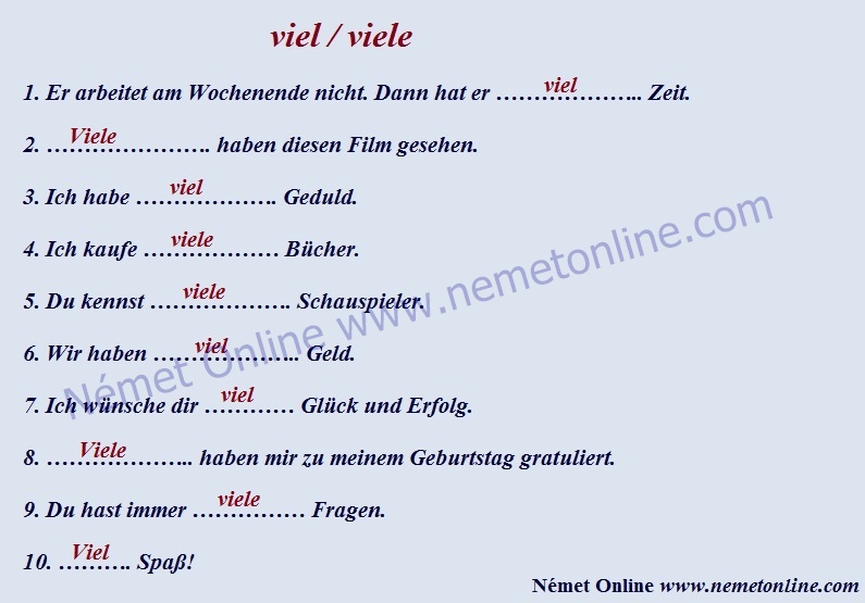 viel oder viele? :: Lupán Német Online